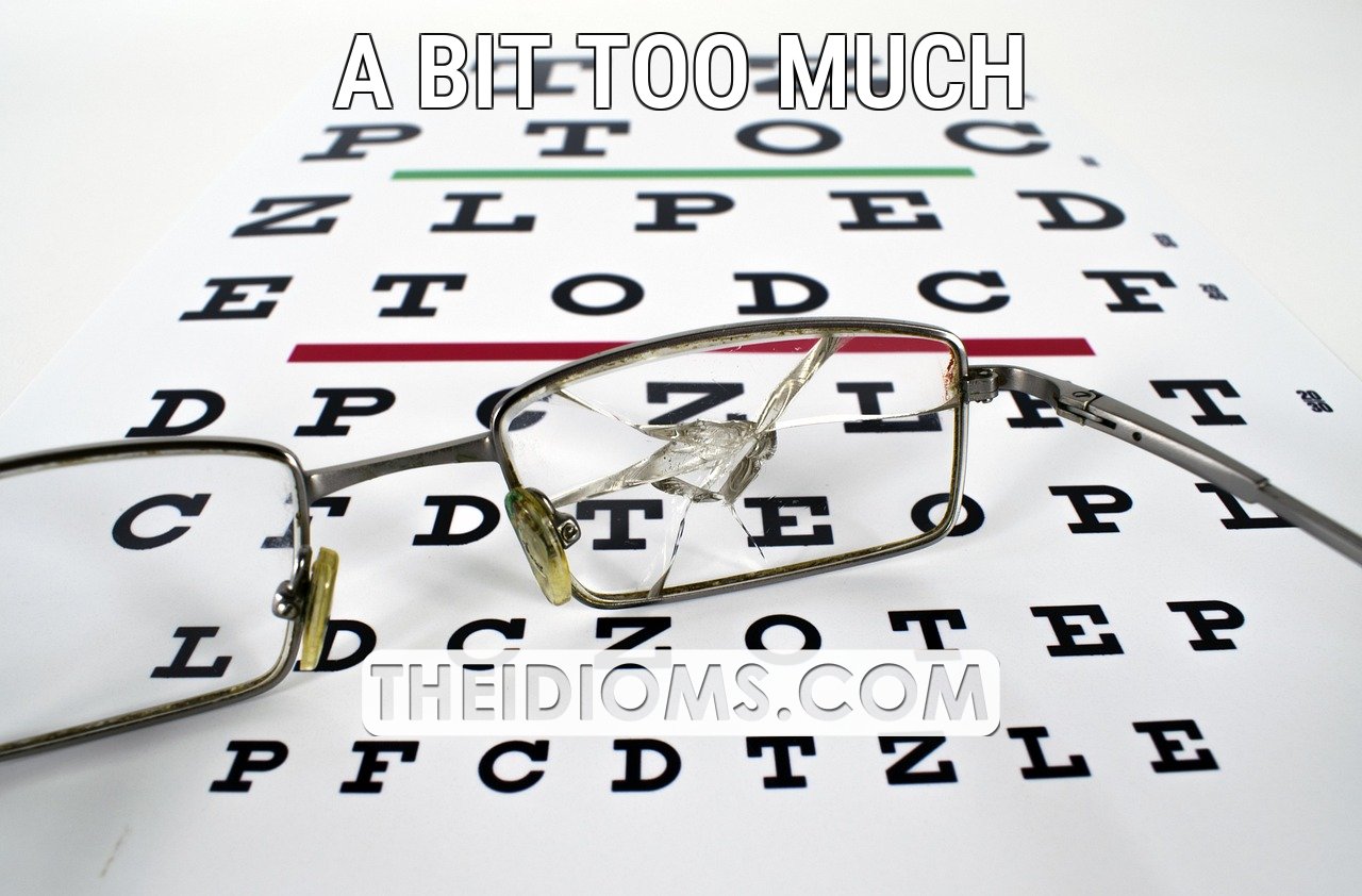 a bit too much meaning, origin, example, sentence, history