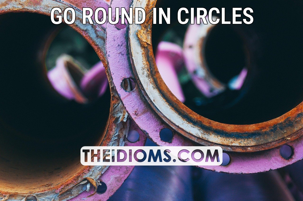 go round in circles meaning, origin, example, sentence, history