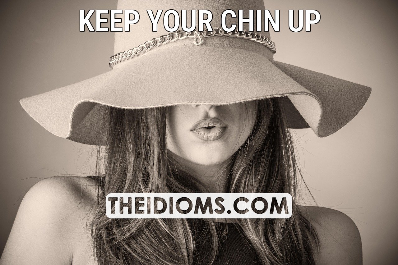 keep your chin up meaning, origin, example, sentence, history
