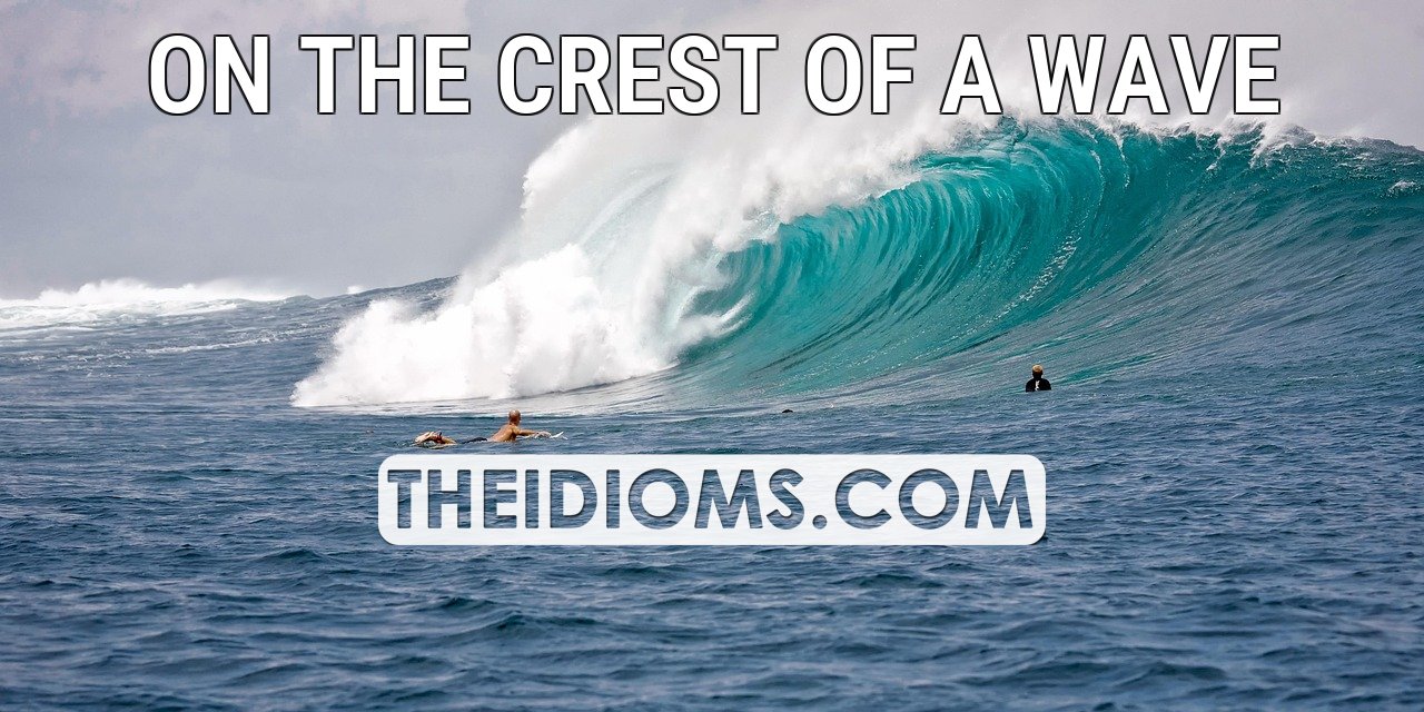 on the crest of a wave meaning, origin, example, sentence, history