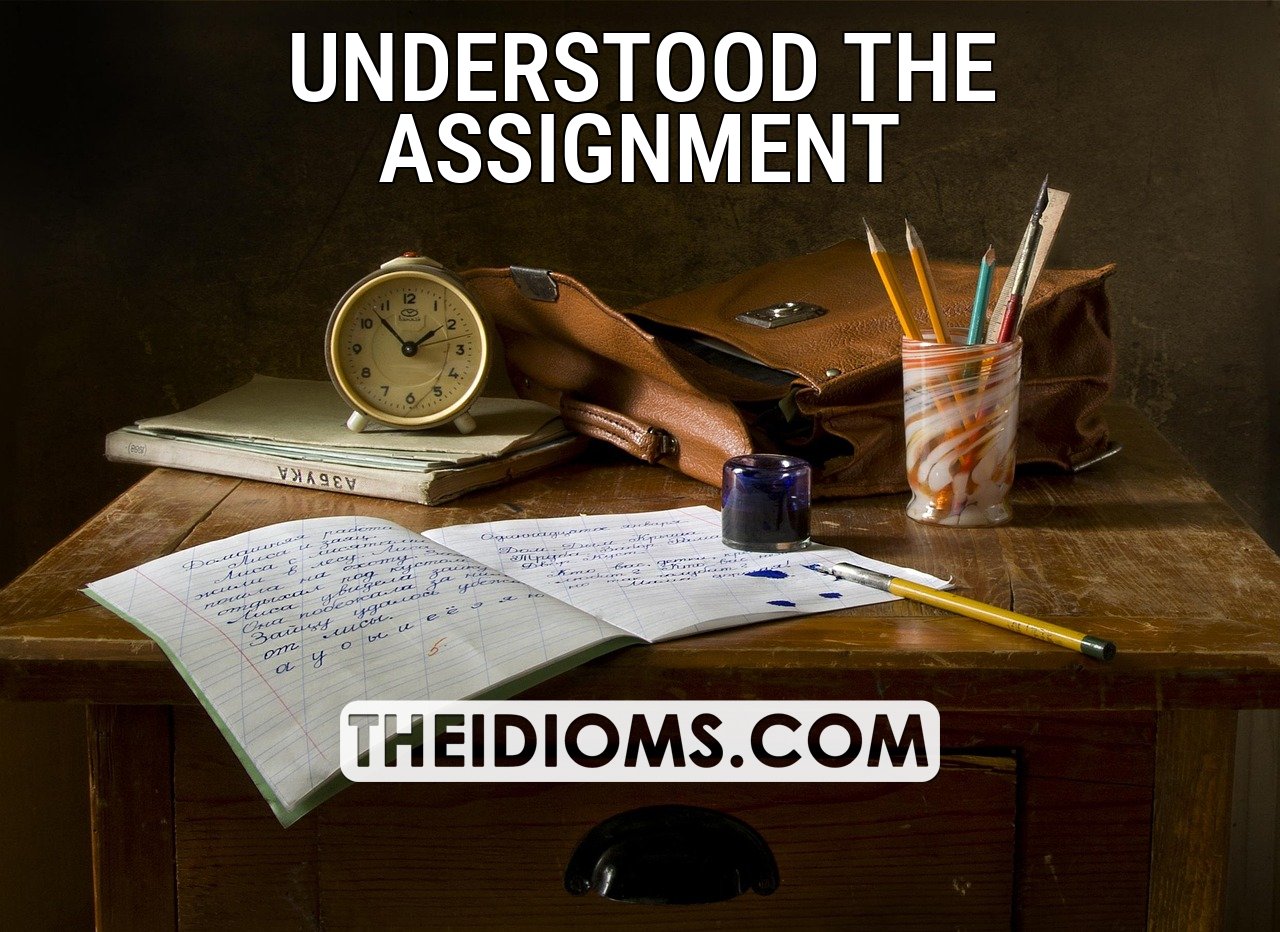 understood the assignment meaning, origin, example, sentence, history