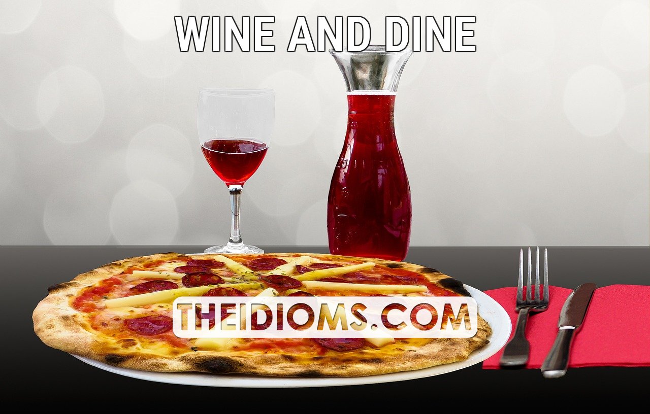 wine and dine meaning, origin, example, sentence, history